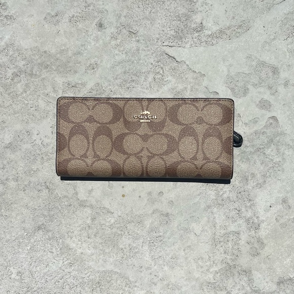 Coach | Bags | Slim Coach Wallet Signature Canvas And Print | Poshmark